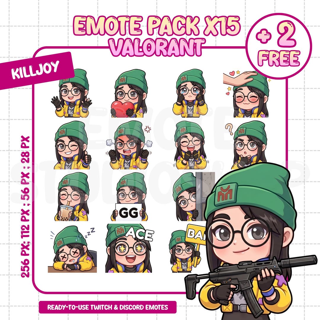 Killjoy Valorant Emote Pack X17 | Chibi Cute Emotes for Twitch and ...