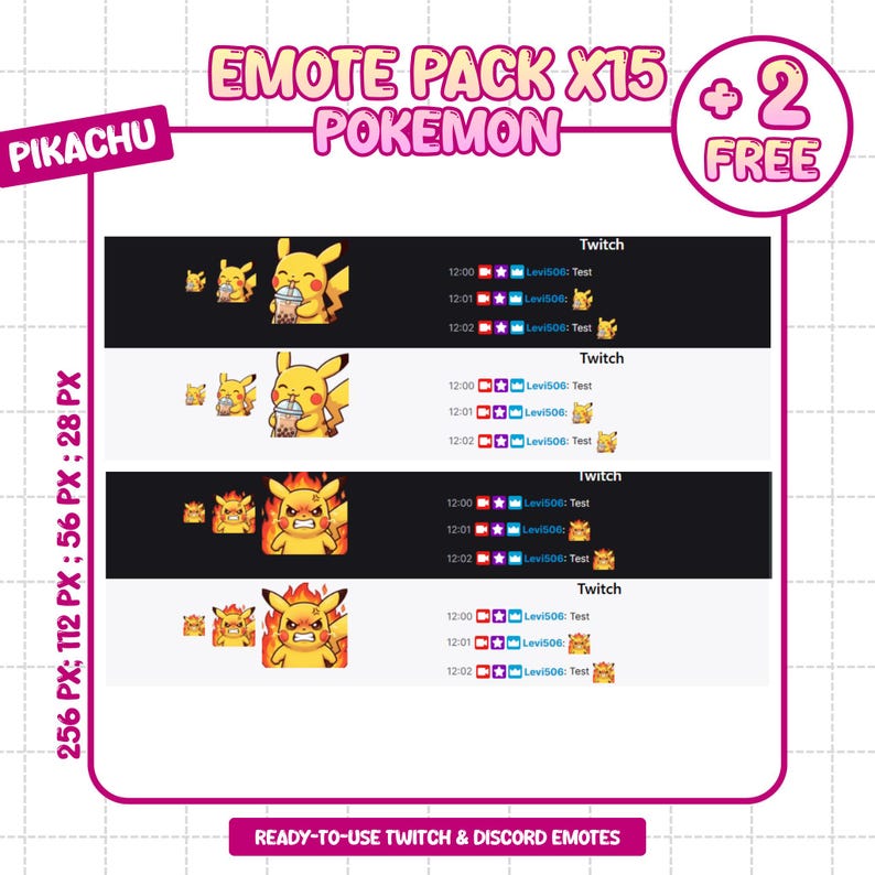 Pikachu Pokemon Emote Pack X17 | Cute Gaming Emotes for Twitch and ...