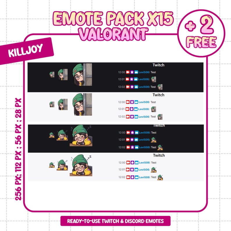 Killjoy Valorant Emote Pack X17 | Chibi Cute Emotes for Twitch and ...