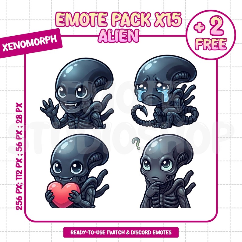 Xenomorph Alien Emote Pack X17 | Horror Emotes for Twitch and Discord ...