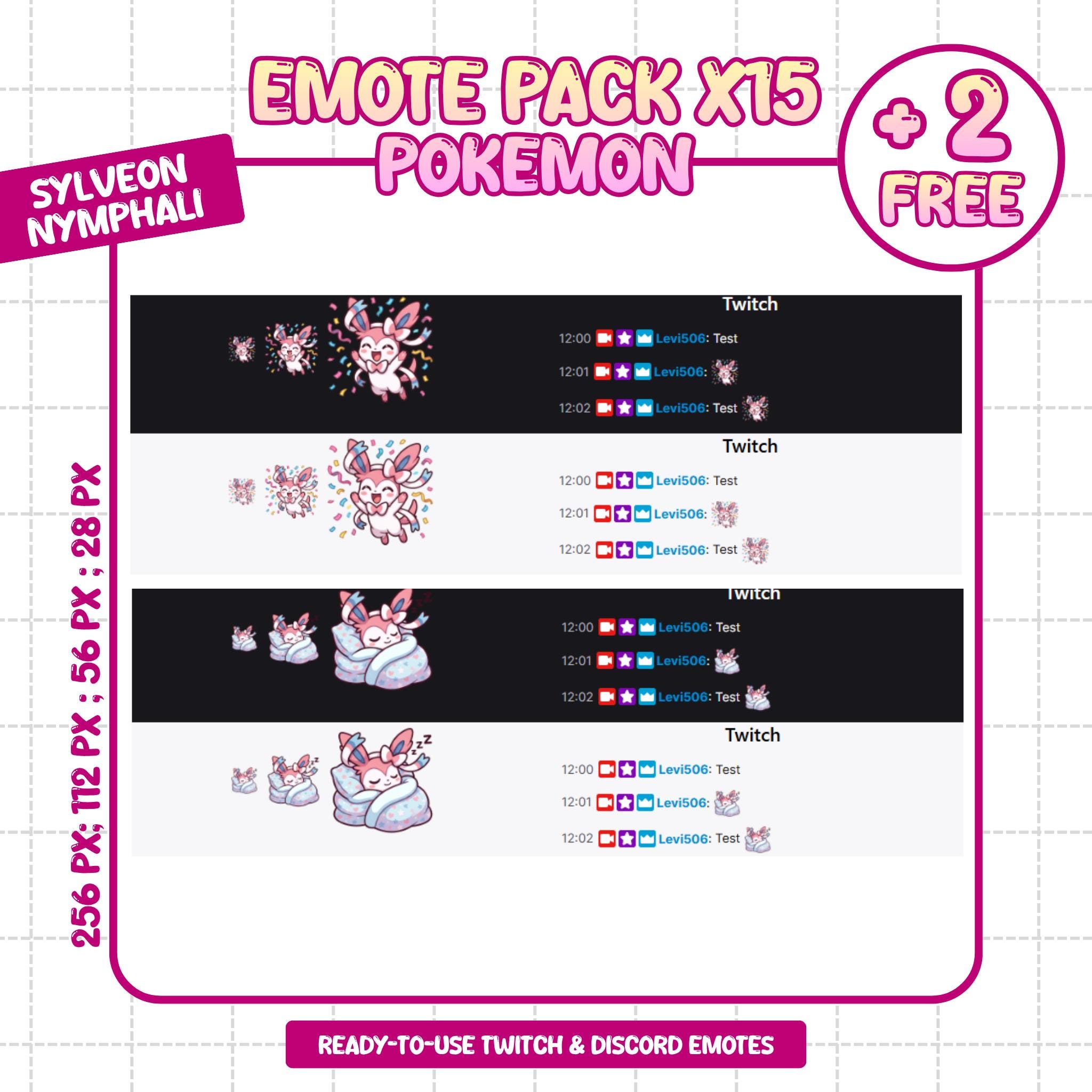Pacote de Emotes Nymphali Pokémon x17 – Emotes fofos para Twitch e ...