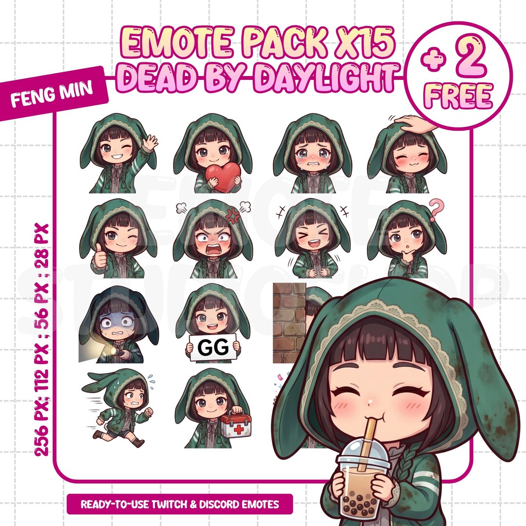 Pacote de Emotes Feng Min Dead By Daylight x17 | Emotes Fofos | Emoji ...