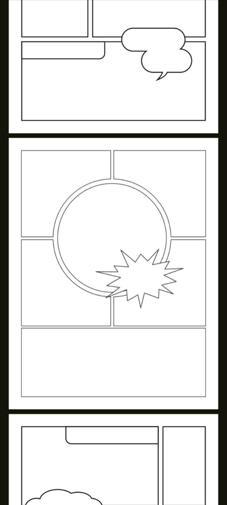 Blank Manga Comic Strip Pages | 60 Panel Layout Templates (digital ...