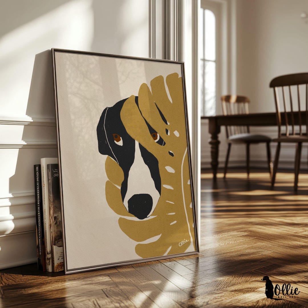 Monstera Dog Art Digital Download Botanical Print Minimalist Leaf Wall ...