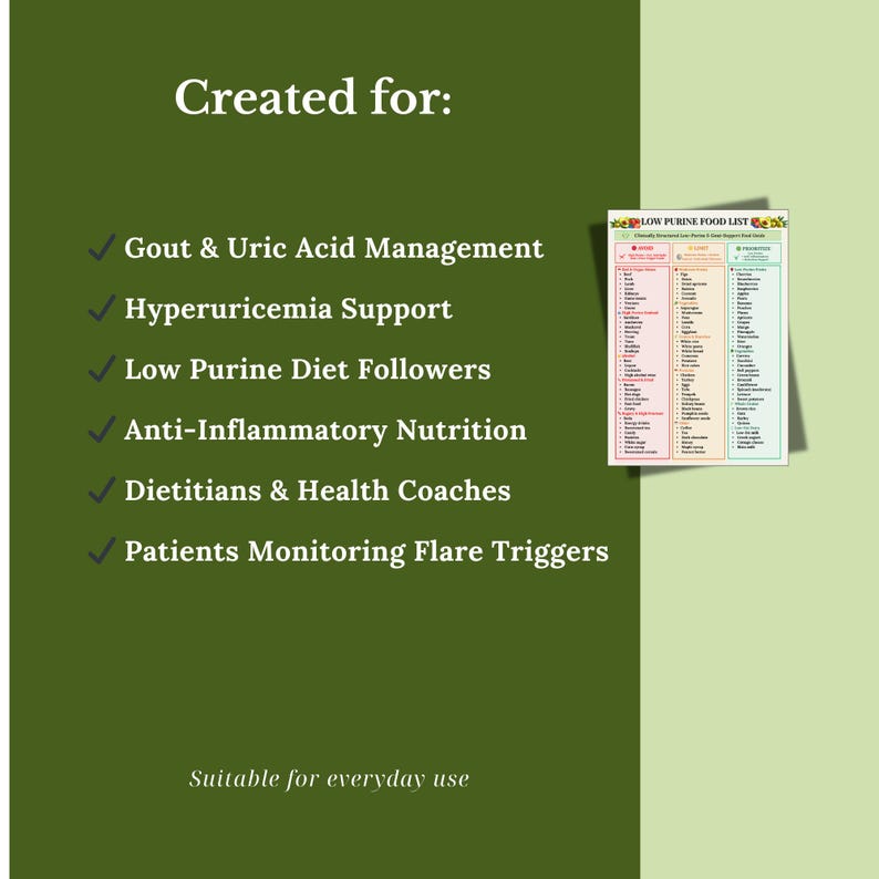 Low Purine Food List Printable | Uric Acid Diet Chart | Gout Diet Food ...