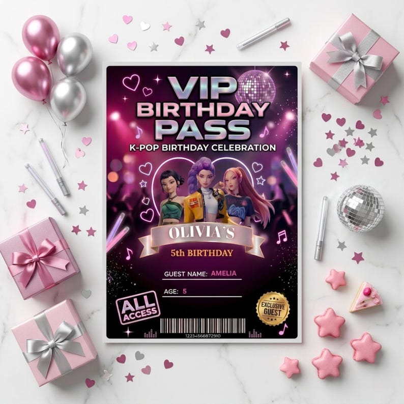 Kpop Demon Hunters VIP Pass | Editable Huntrix ID Badge | Printable ...
