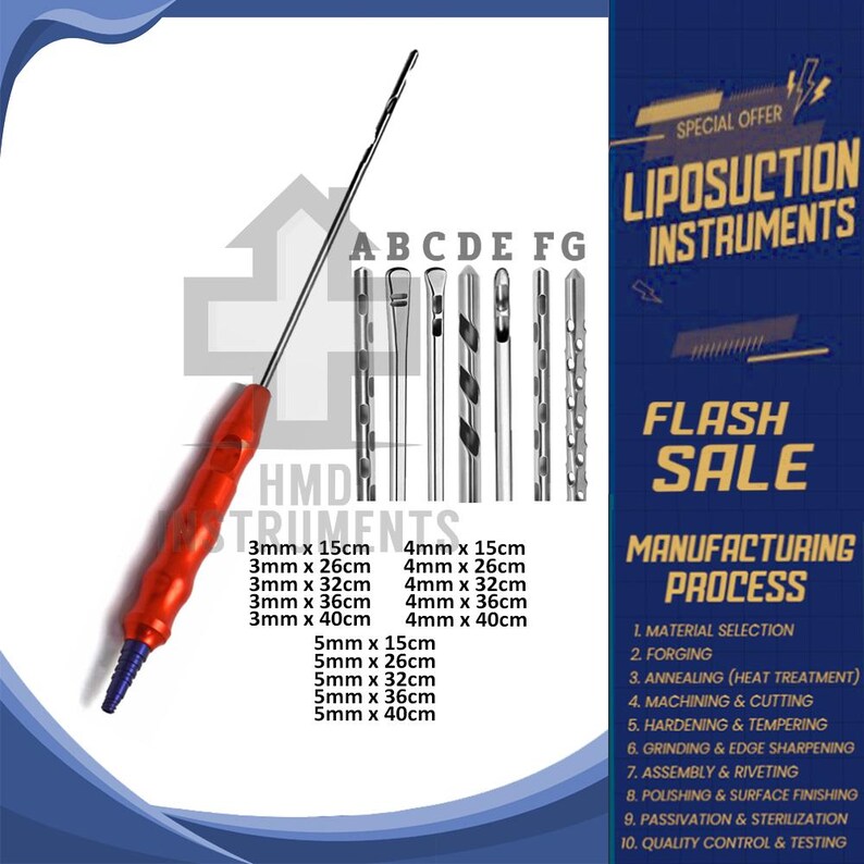Liposuction Cannula Tool Fixed Handle Multi Hole Cosmetic Surgery ...
