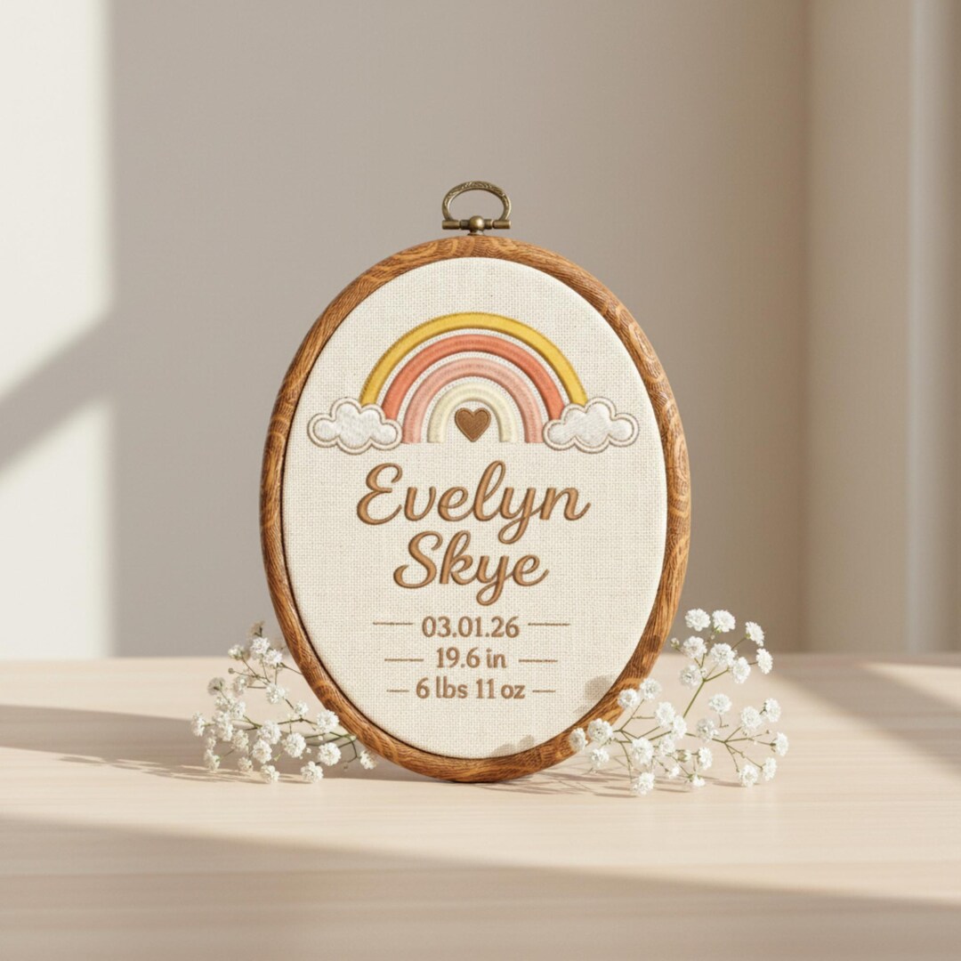 Personalized Baby Name Embroidery Hoop, Custom Nursery Decor, Newborn ...