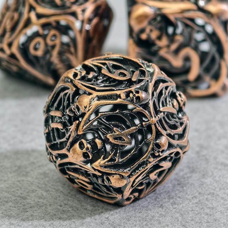 Gothic Necromancer Dice Set, Hollow Zinc Alloy Skeleton Dice, Antique ...