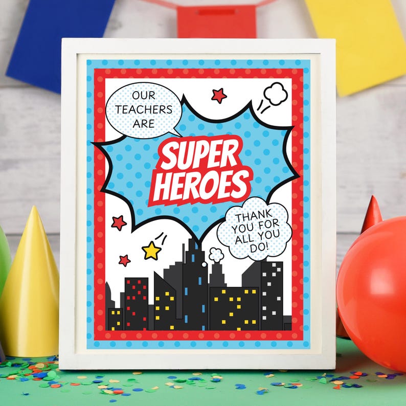 Superhero Teacher Appreciation Printable Bundle Gift Tag Candy Wrapper ...