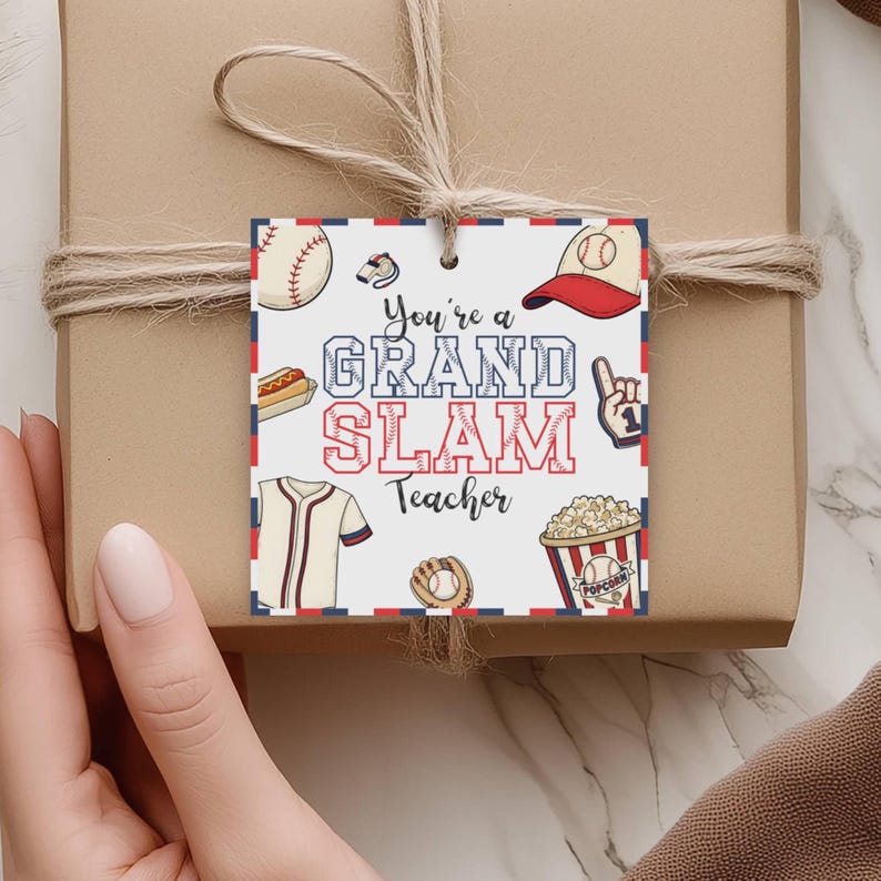 Baseball Teacher Appreciation Week Gift Tag, Grand Slam Thank You ...