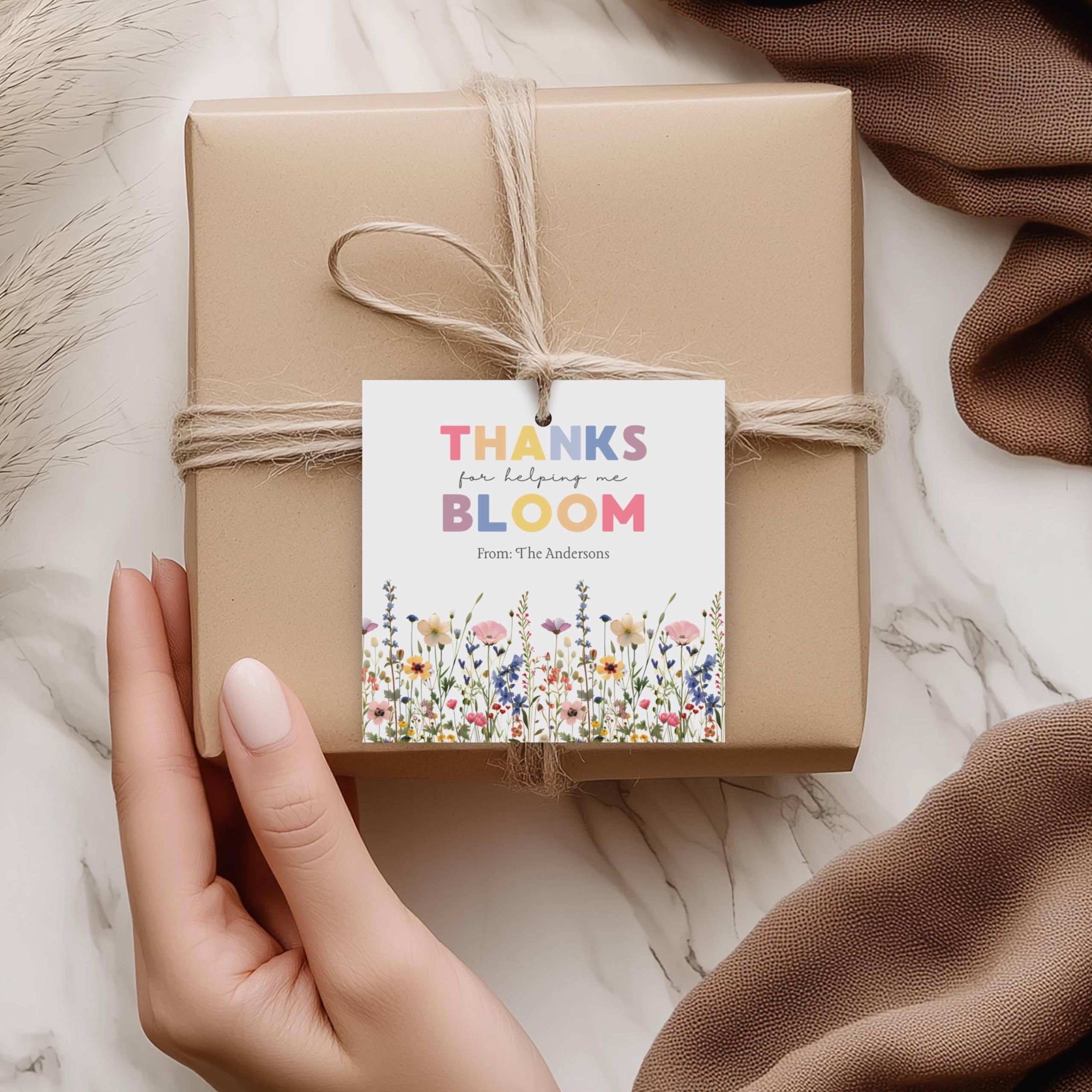 Wildflower Teacher Gift Tag – Thanks for Helping Me Bloom, Editable ...