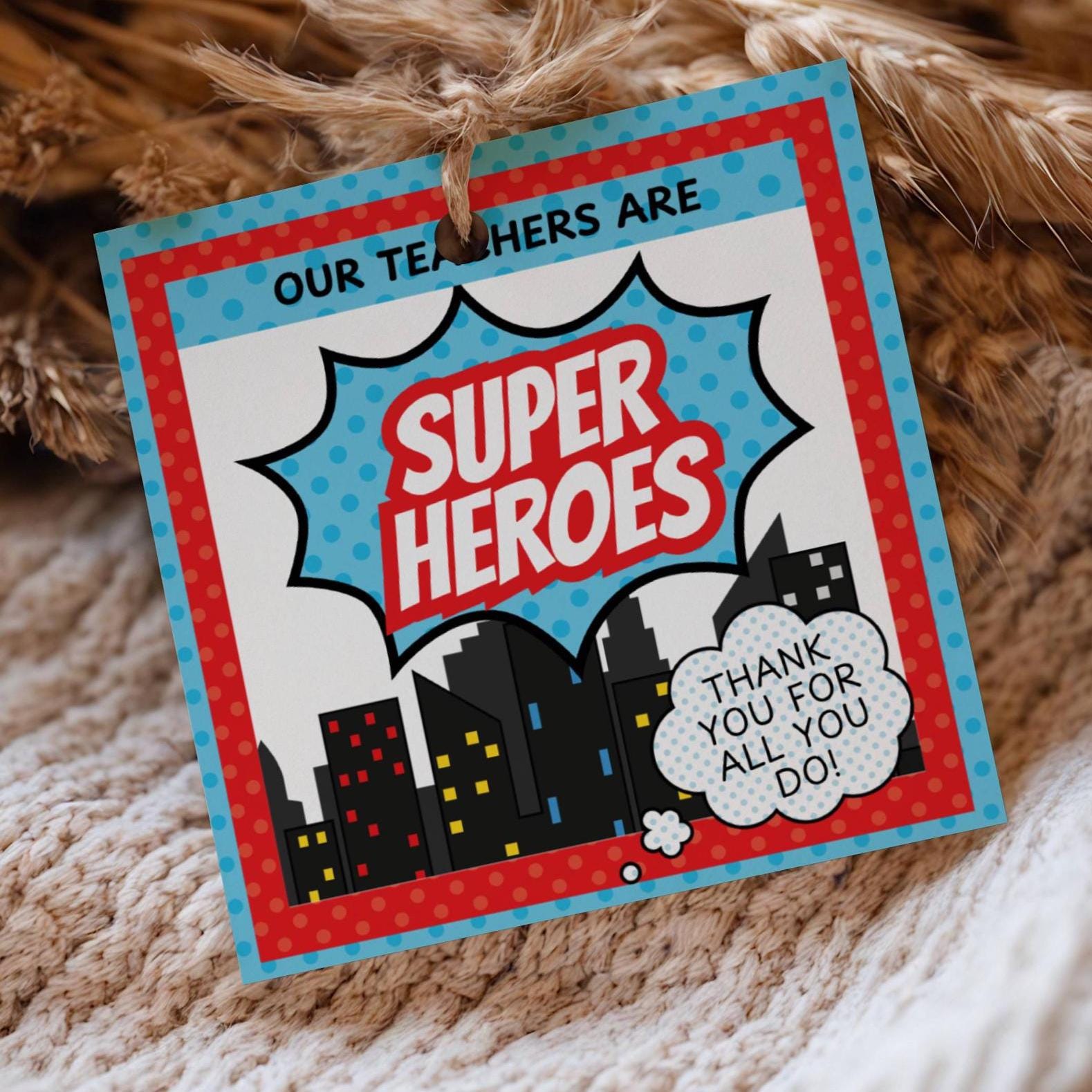 Superhero Teacher Appreciation Week Thank You Tag - Etsy