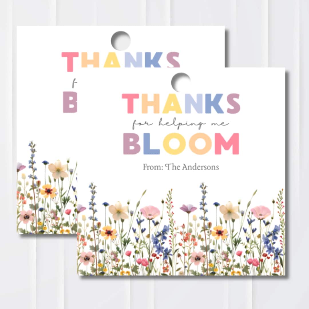 Wildflower Teacher Gift Tag – Thanks for Helping Me Bloom, Editable ...