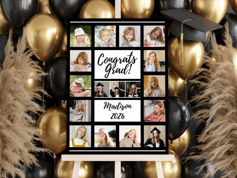 Graduation Photo Board Bundle Editable Canva Template + Printable 8 ...