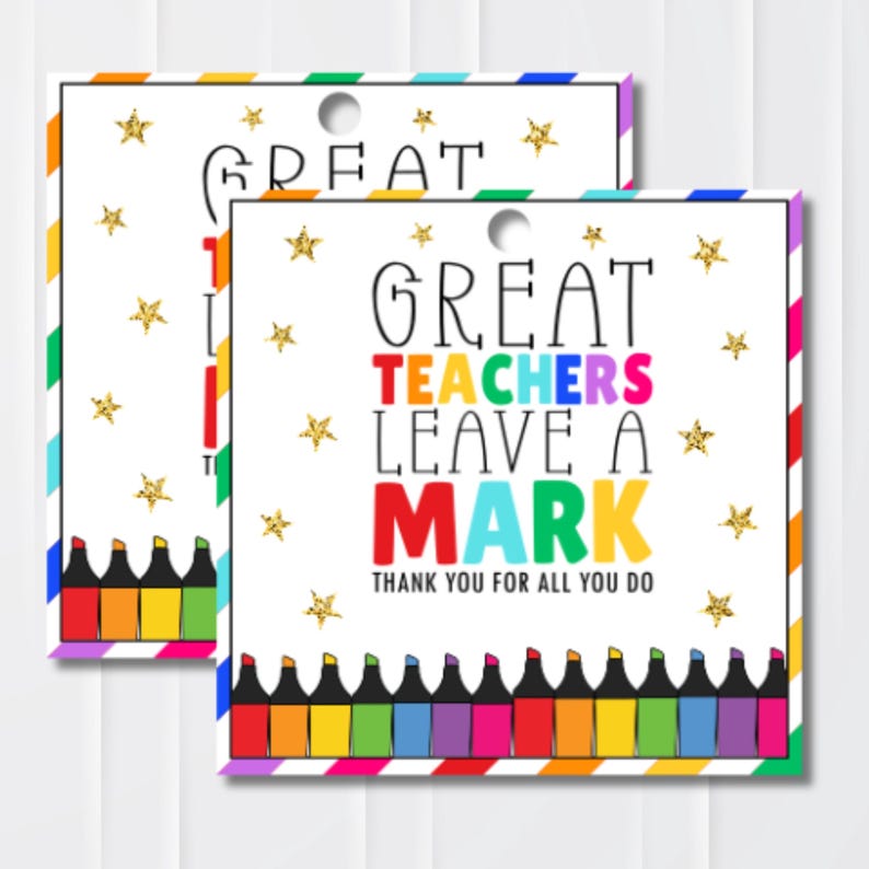 Teacher Appreciation Gift Tags | Marker Theme, Printable (digital ...