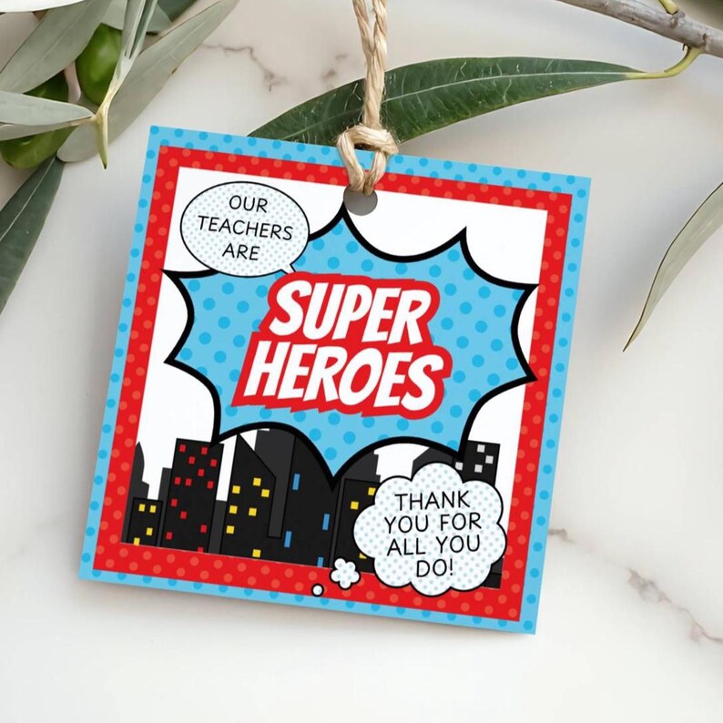 Superhero Teacher Appreciation Printable Bundle Gift Tag Candy Wrapper ...