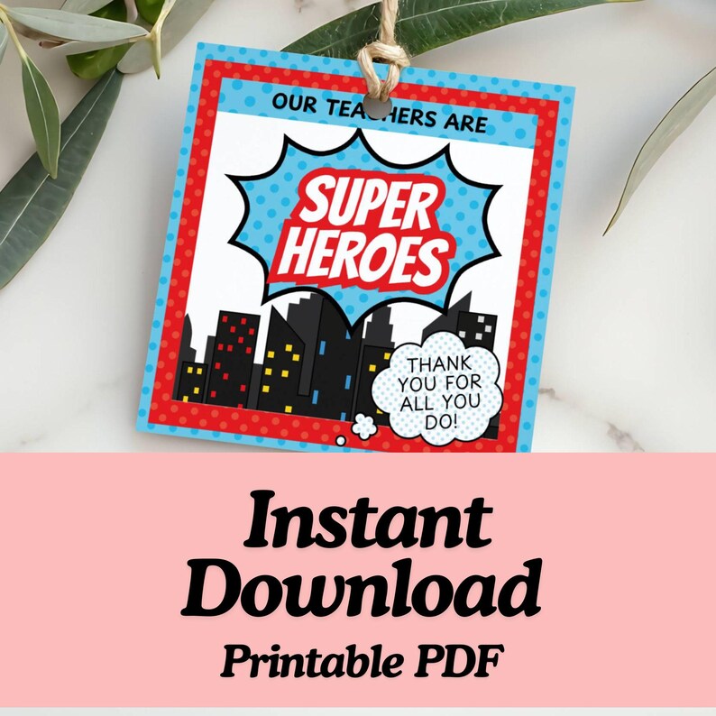 Superhero Teacher Appreciation Week Thank You Tag - Etsy