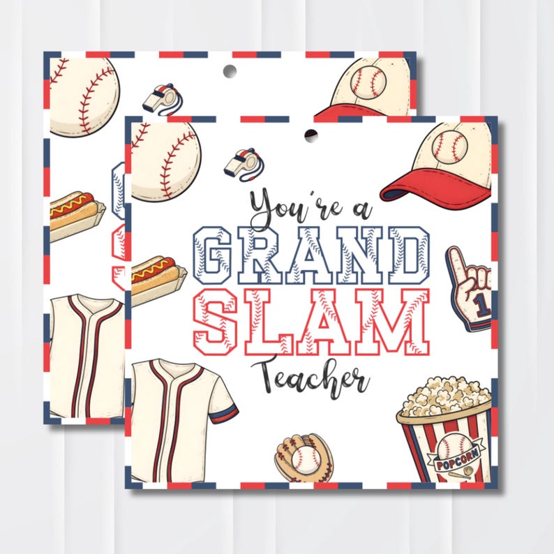 Baseball Teacher Appreciation Week Gift Tag, Grand Slam Thank You ...