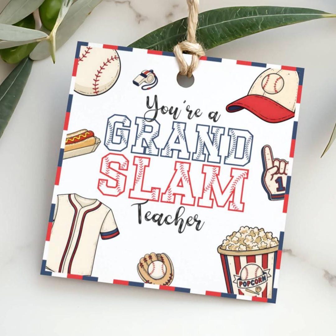 Baseball Teacher Appreciation Week Gift Tag, Grand Slam Thank You ...