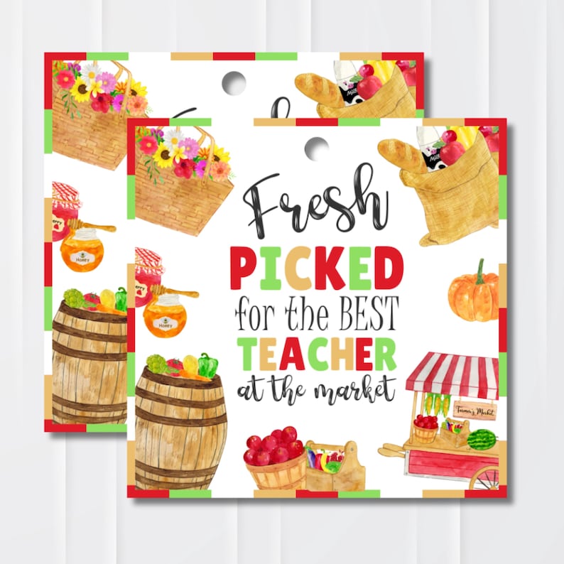 Farmers Market Teacher Appreciation Gift Tag Printable Fresh Produce ...