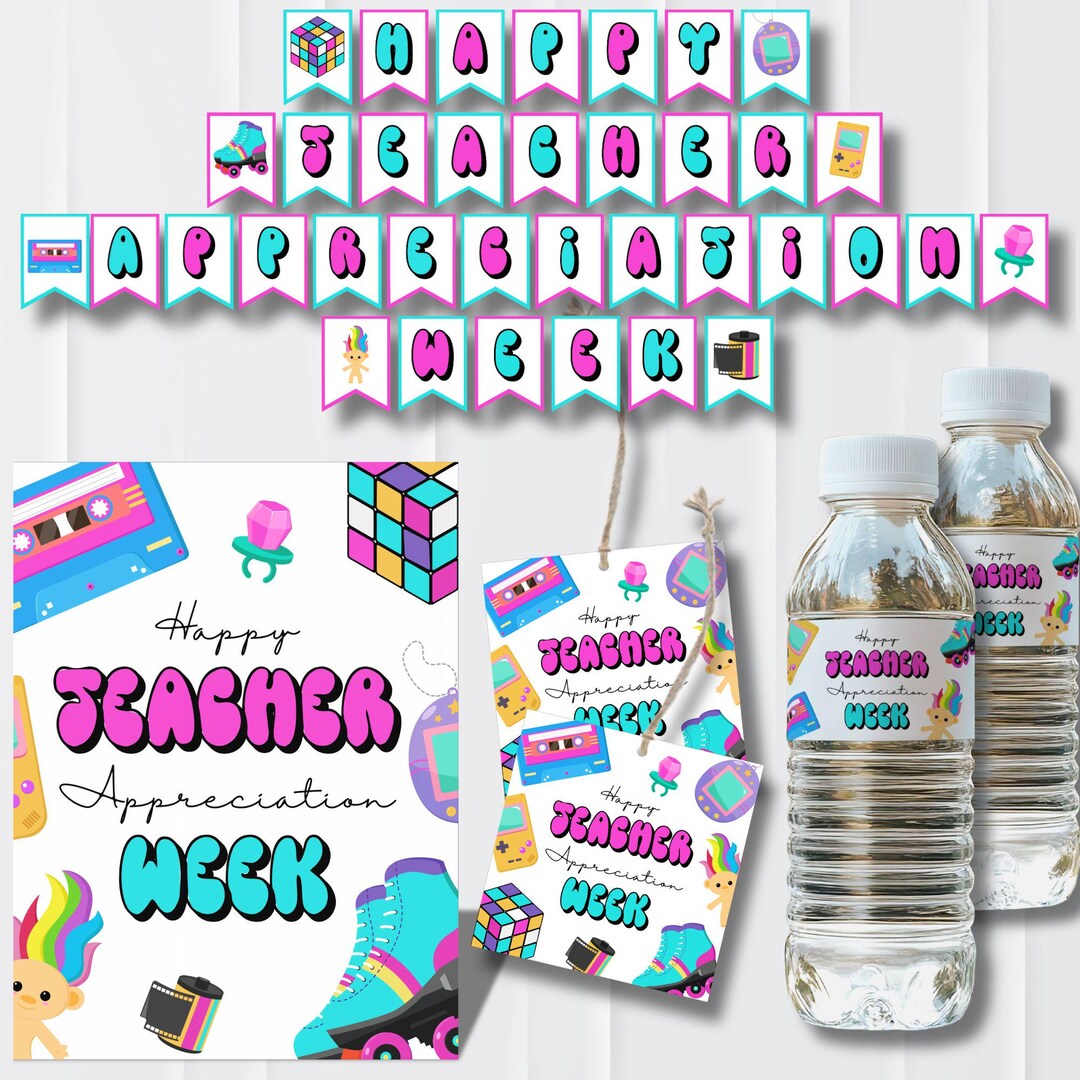 90s Printable Teacher Appreciation Bundle, Retro Classroom Gift Tags ...