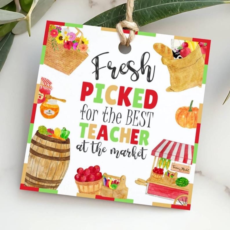 Farmers Market Teacher Appreciation Gift Tag Printable Fresh Produce ...