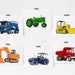 Construction Truck Wall Art - Set of 6 Custom Color Art Prints - Dump ...