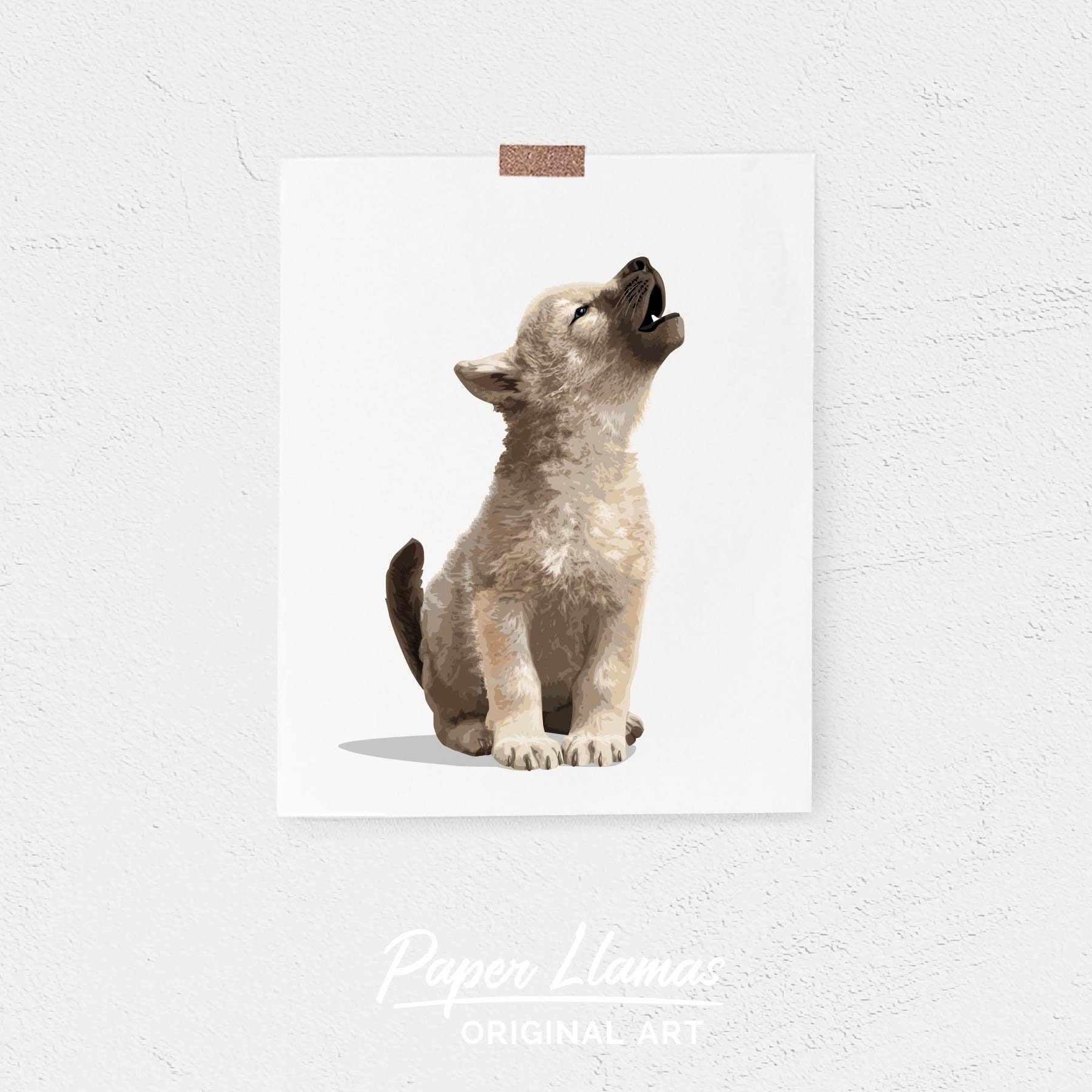 Howling Wolf Printable Art - Woodland Animal Nursery Artwork, Instant ...