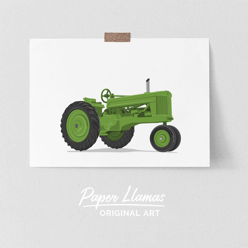 Green Tractor art print for boys PRINTABLE instant | Etsy