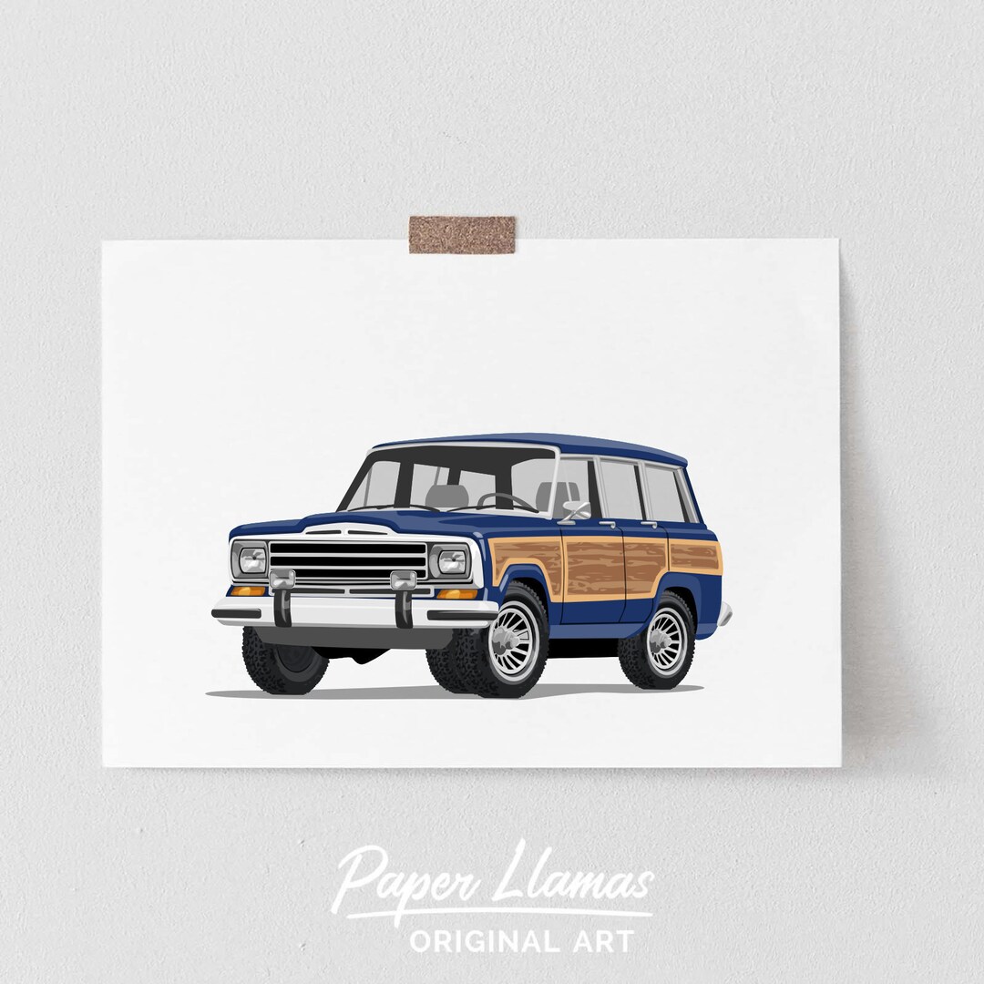 Boys Retro Navy Blue Wagoneer - PRINTABLE - Nursery Wall Art Print ...