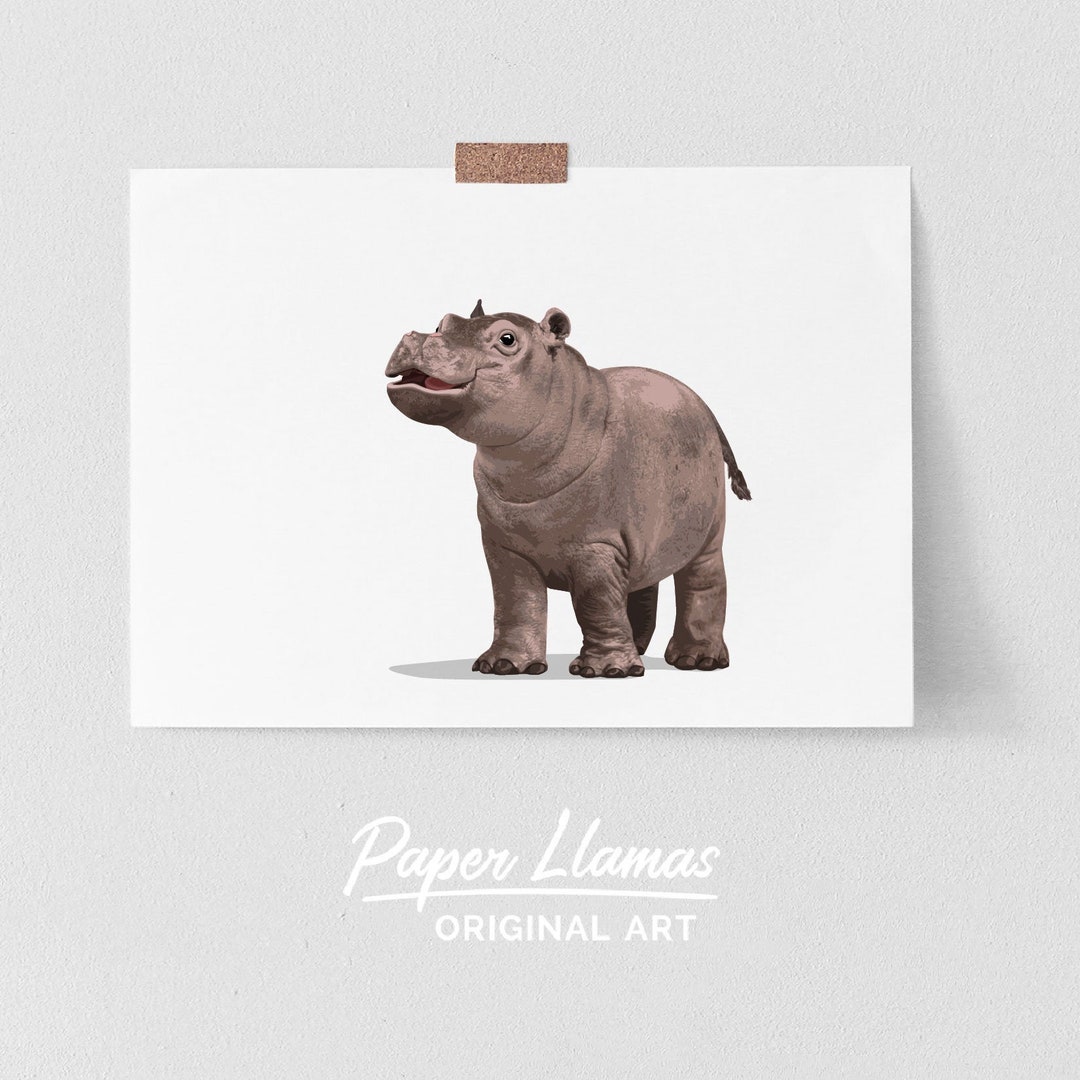 Baby Hippo Nursery Wall Art PRINTABLE Jungle Animal Artwork, Safari ...