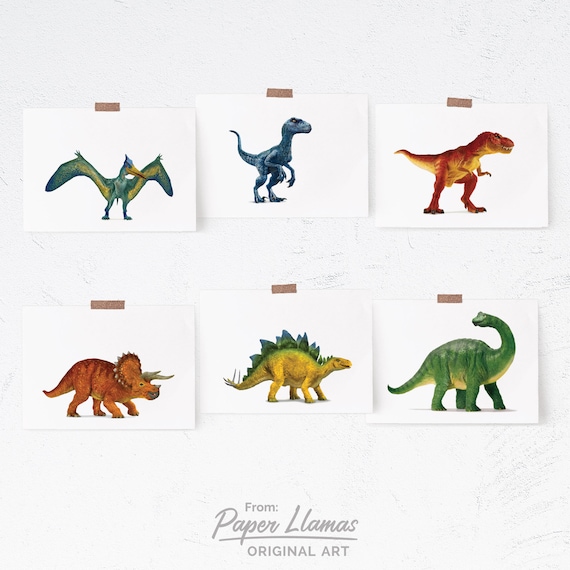 Dinosaur Art Set of six children's unframed prints | Etsy
