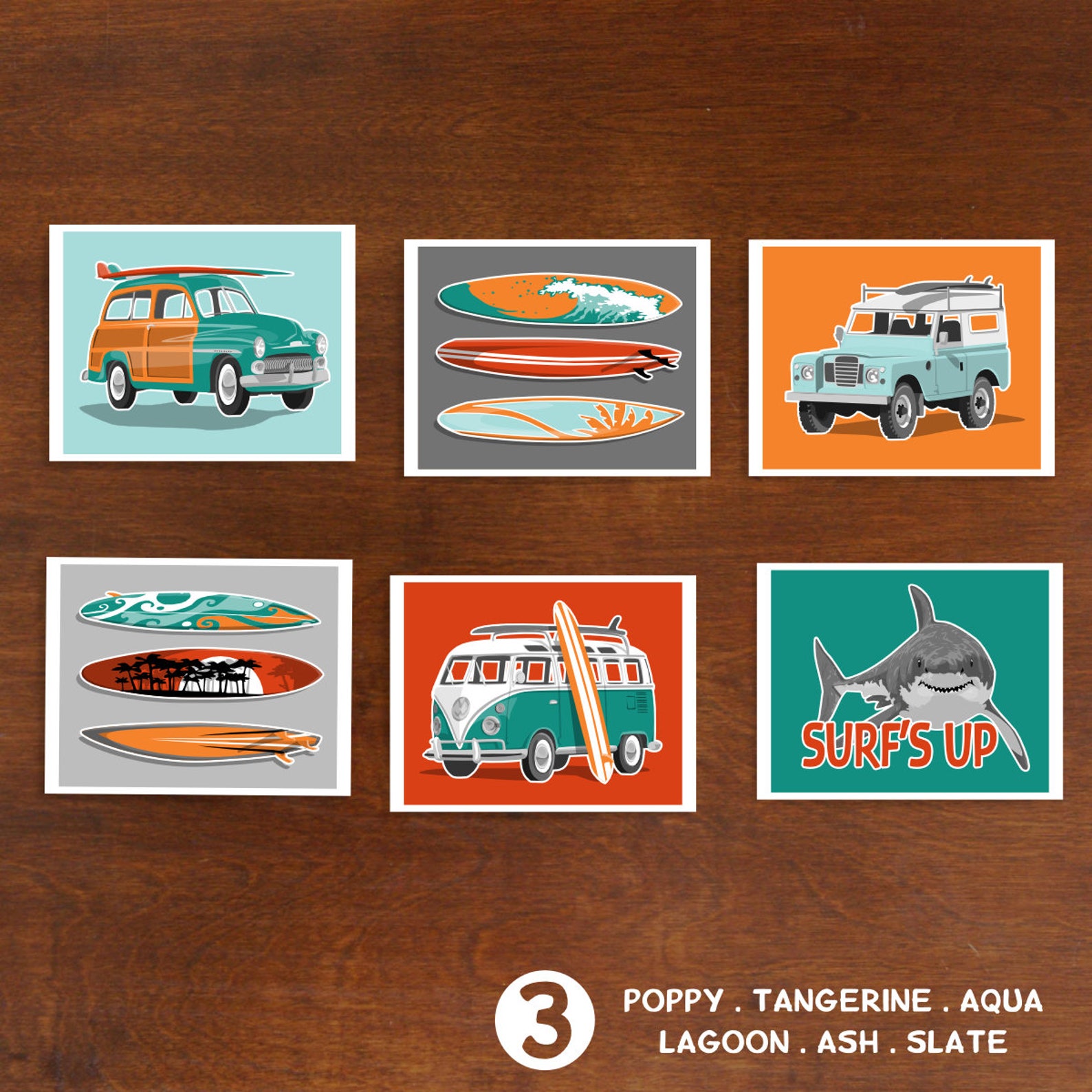 Retro Surf Artwork Set 6 Unframed Shipped Prints Custom - Etsy