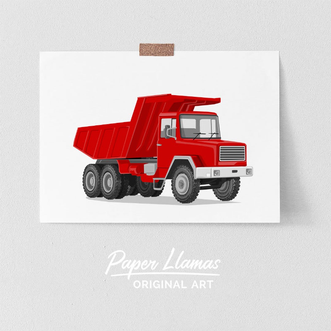 Red Dump Truck Art - PRINTABLE - Digital Download, Baby Boy's ...