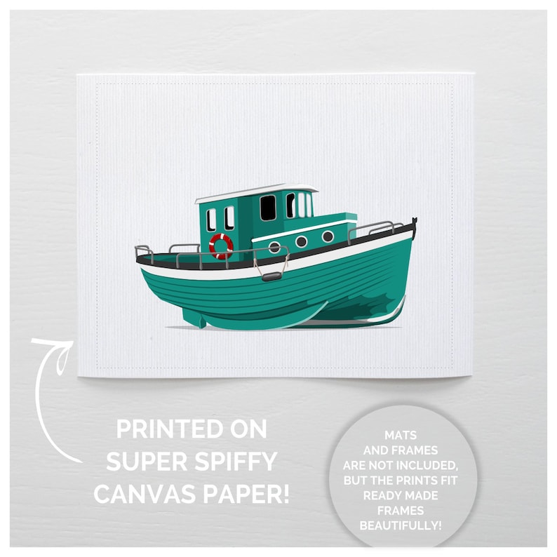 Children's Vintage Tug Boat Blue or Pick Your Colors | Etsy