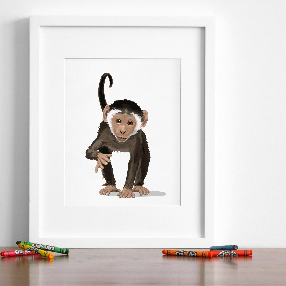 Baby Monkey Printable art toddler nursery artwork jungle | Etsy