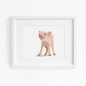 Baby Pig Art PRINTABLE Pink Piglet Nursery Wall Artwork, Modern Farm ...