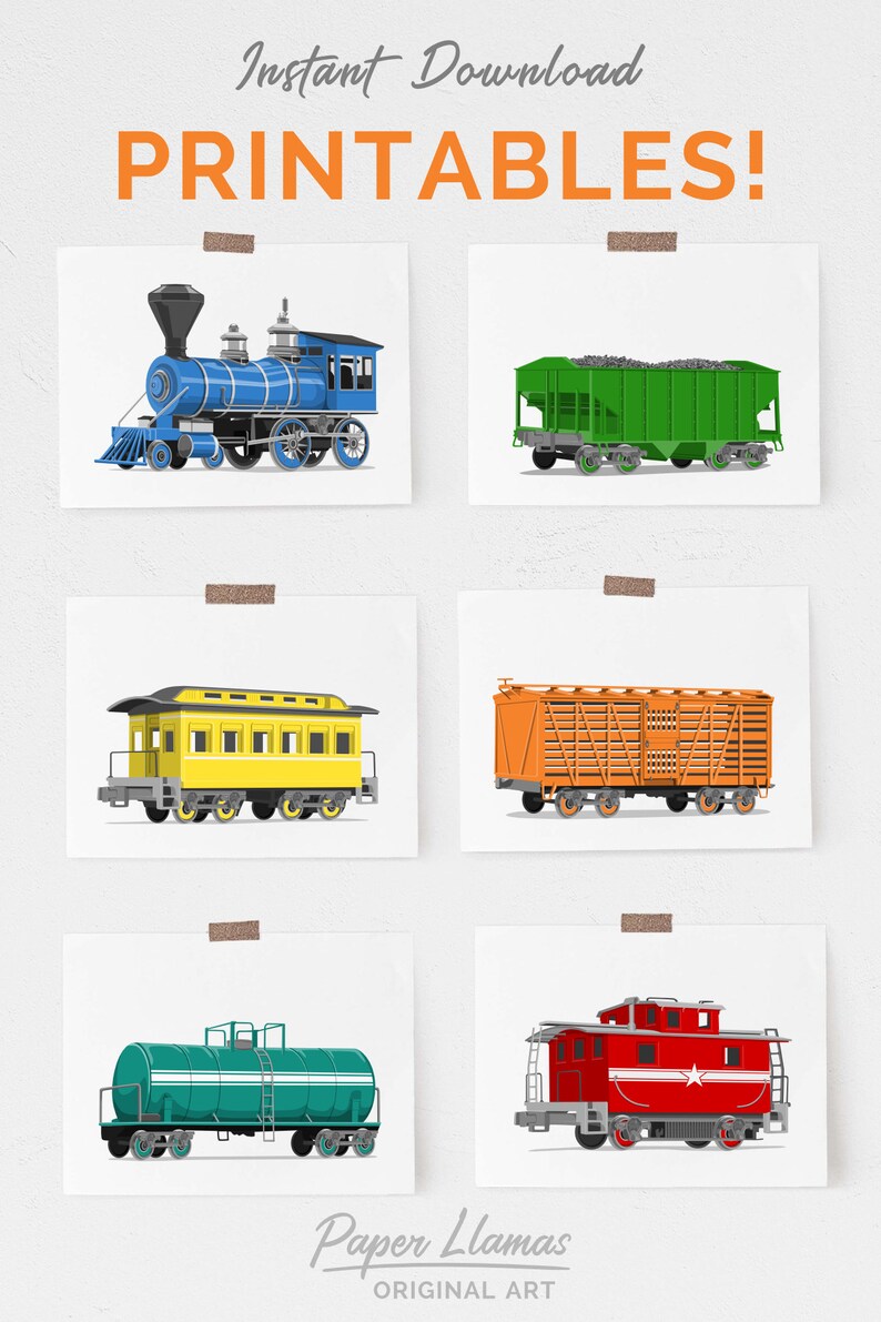Boys Train Art Print PRINTABLE Railroad Steam Engine - Etsy