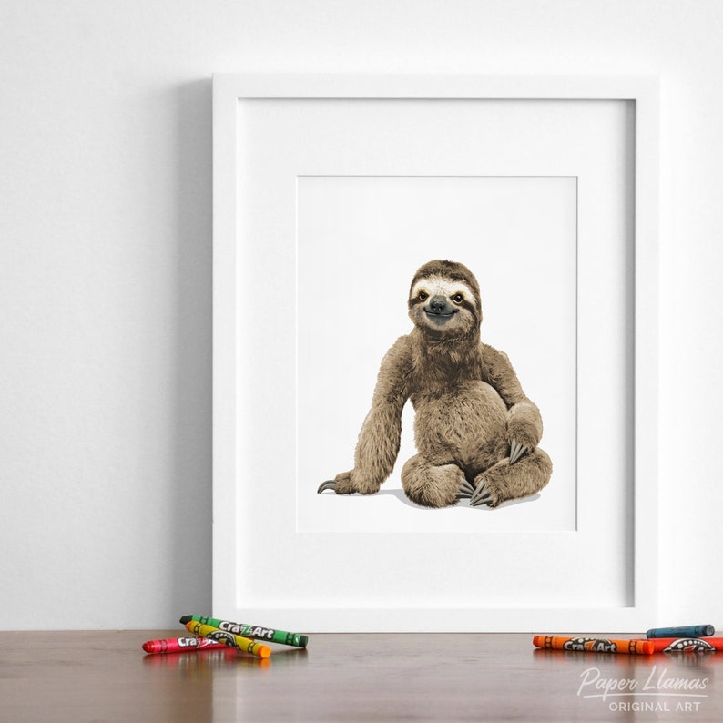 Baby Sloth Nursery Art Print Baby Jungle Animal Artwork Rain - Etsy