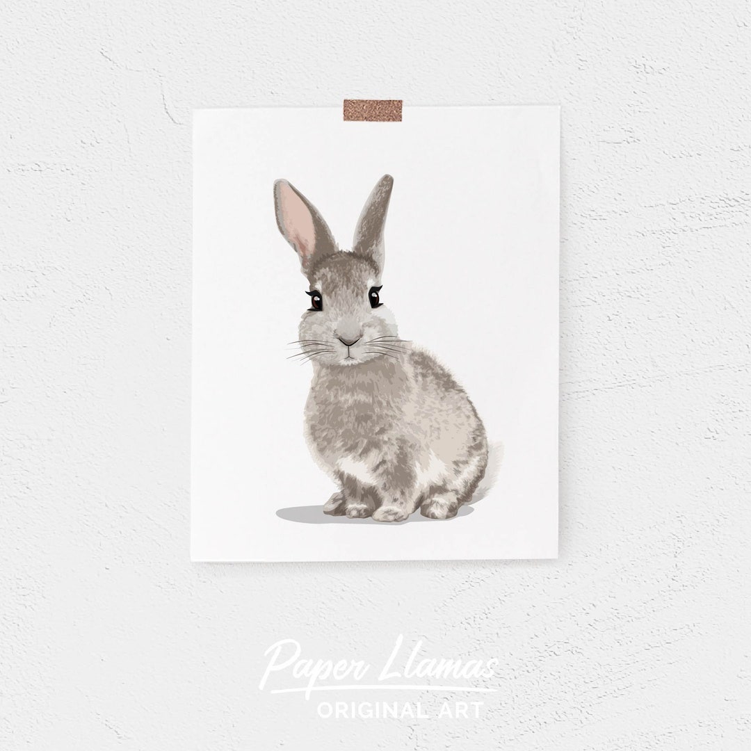 Baby Bunny Art - PRINTABLE - Bunny Nursery Artwork, Baby Bunny Woodland ...