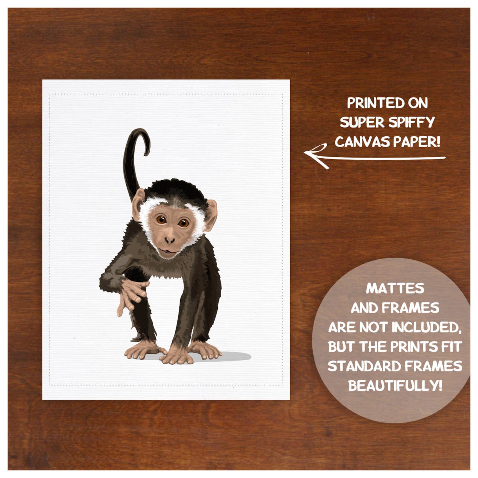 Monkey Art Print Baby Monkey Nursery Artwork Jungle Animal - Etsy