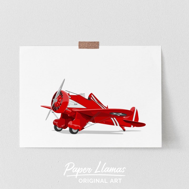 Boys Red Airplane Nursery Art peashooter Plane PRINTABLE - Etsy