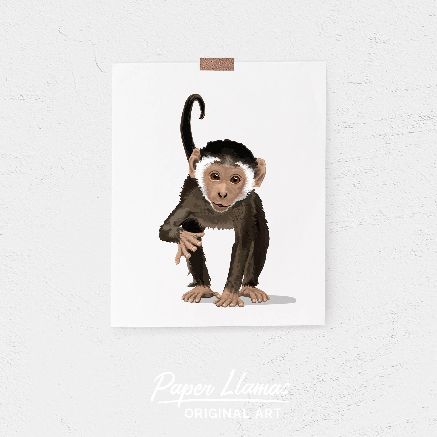 Baby Monkey Printable art toddler nursery artwork jungle | Etsy
