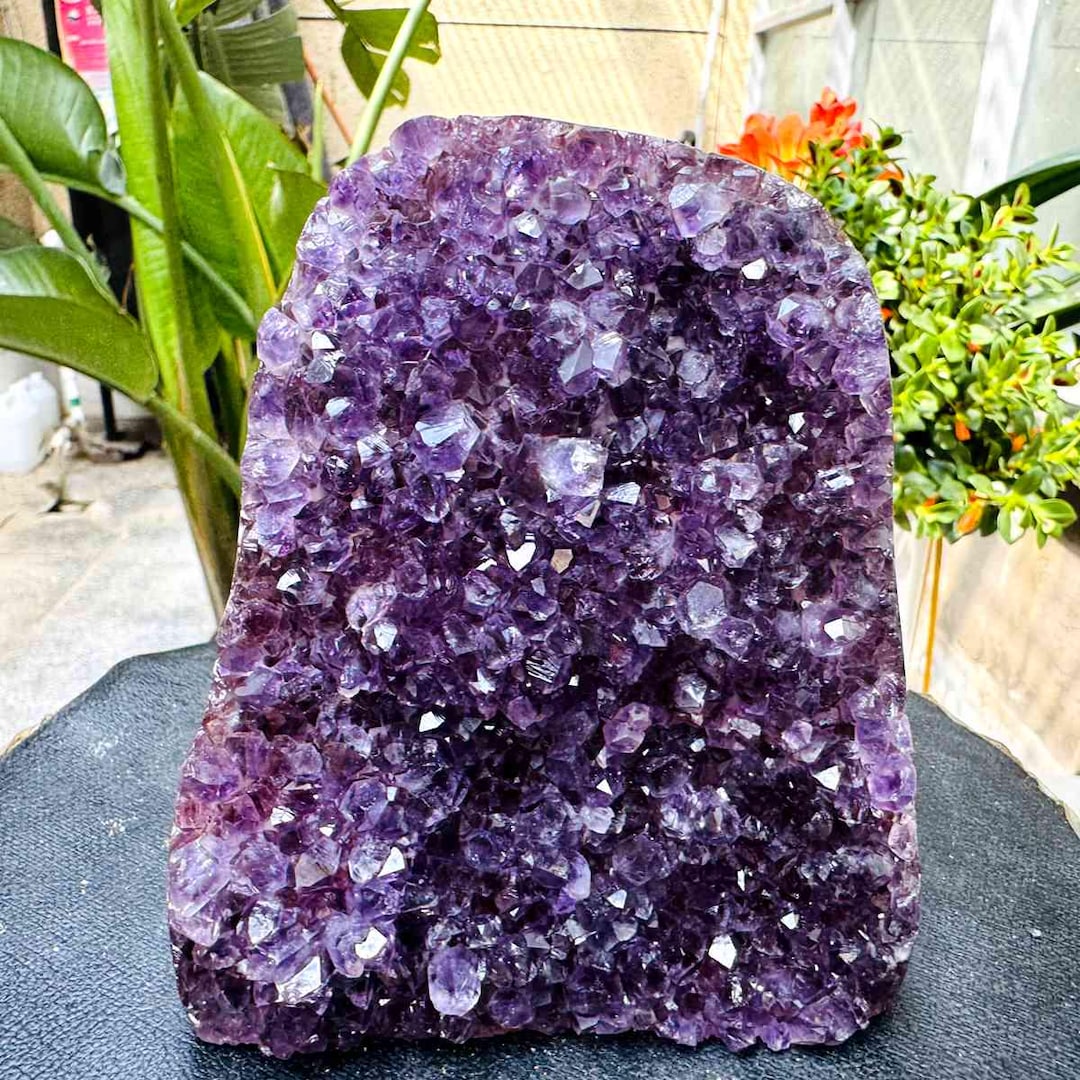 Natural Amethyst Geode Cluster, Raw Purple Quartz Crystal Display ...