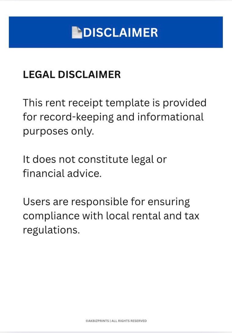 Rent Receipt Template | Landlord Payment Proof Form (editable PDF) - Etsy