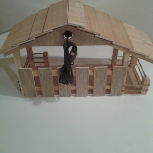 Handmade Wooden Christmas Nativity, Manger, Stable With Light. Rope ...