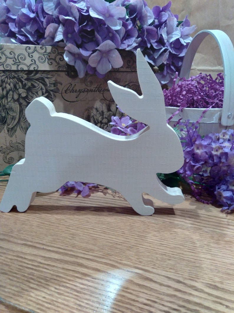 Wooden Running White Easter Bunny Cutout - Etsy