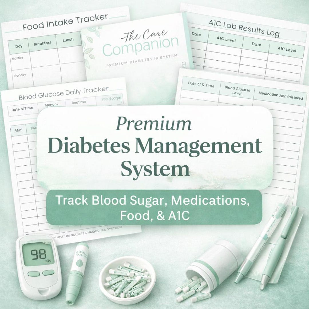 Diabetes Management Binder Printable PDF | Blood Glucose Tracker ...