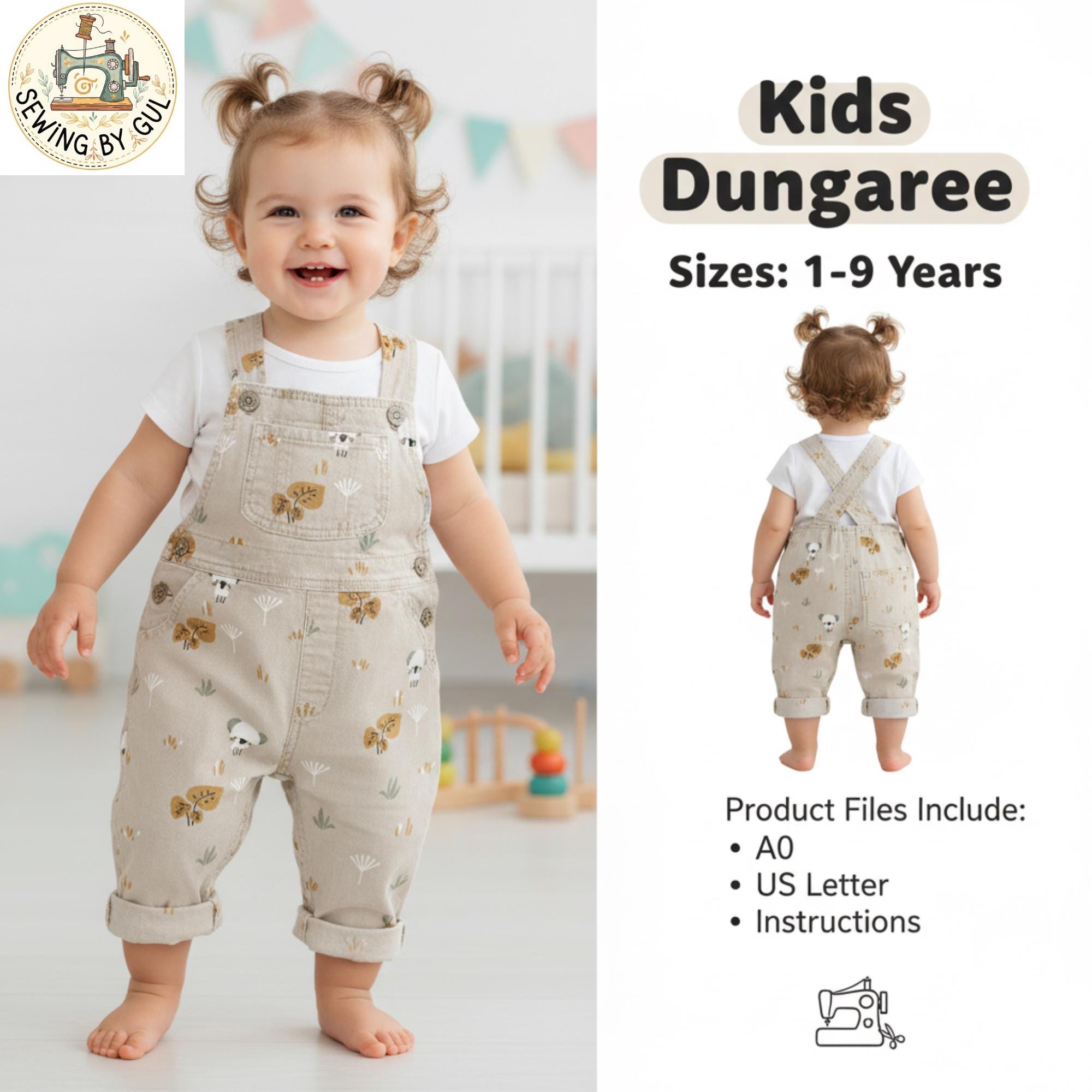 Overalls Sewing Pattern for Kids - Jumpsuit Pattern for Girls Dungarees ...